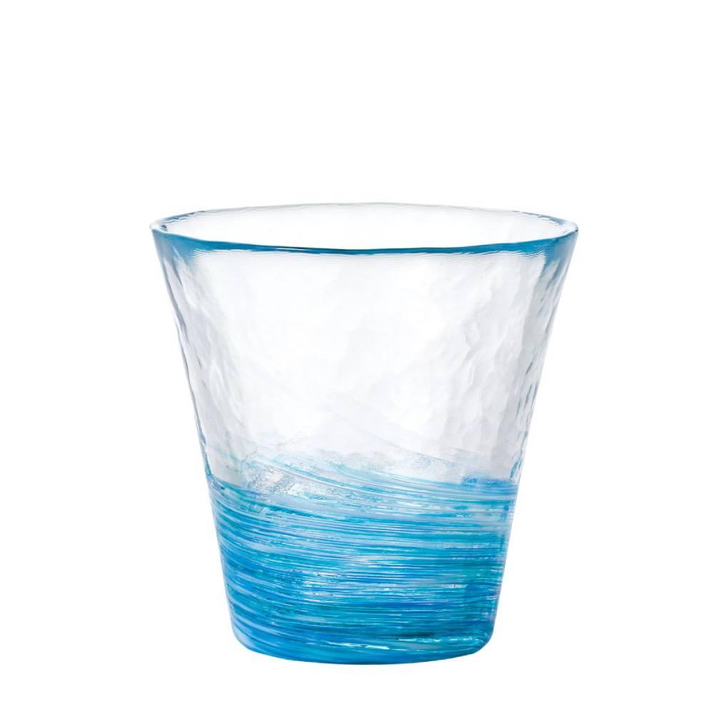 Aderia Handmade Drinking Glass Soft Swirling Blue Pattern 260ml