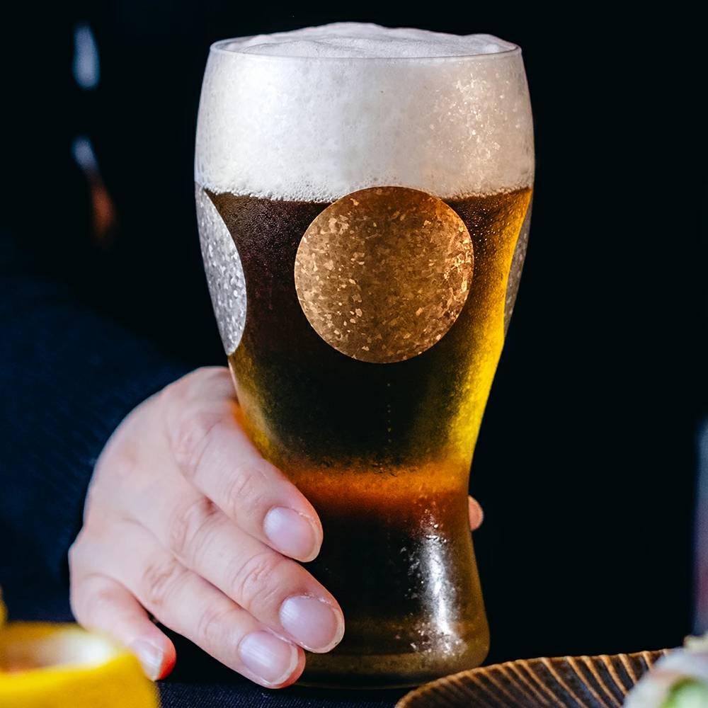 Aderia Premium Gold Sun & Silver Moon Frosted Beer Glass 380ml – Japanese Taste