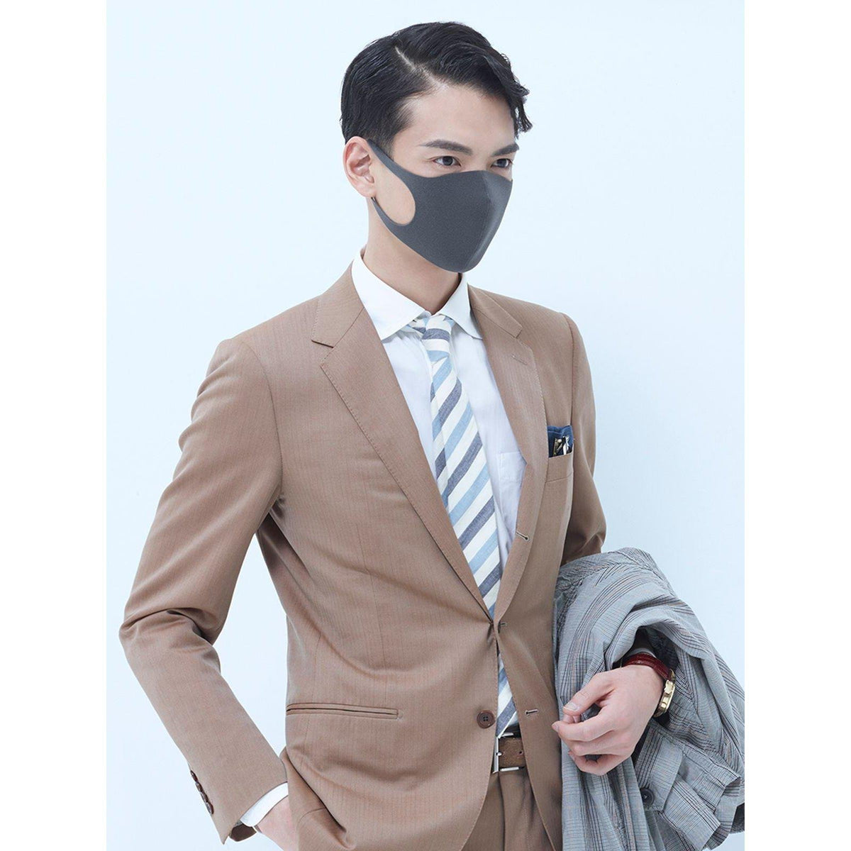 Arax Pitta Mask Gray Regular Size Breathable Face Mask 3 Pack