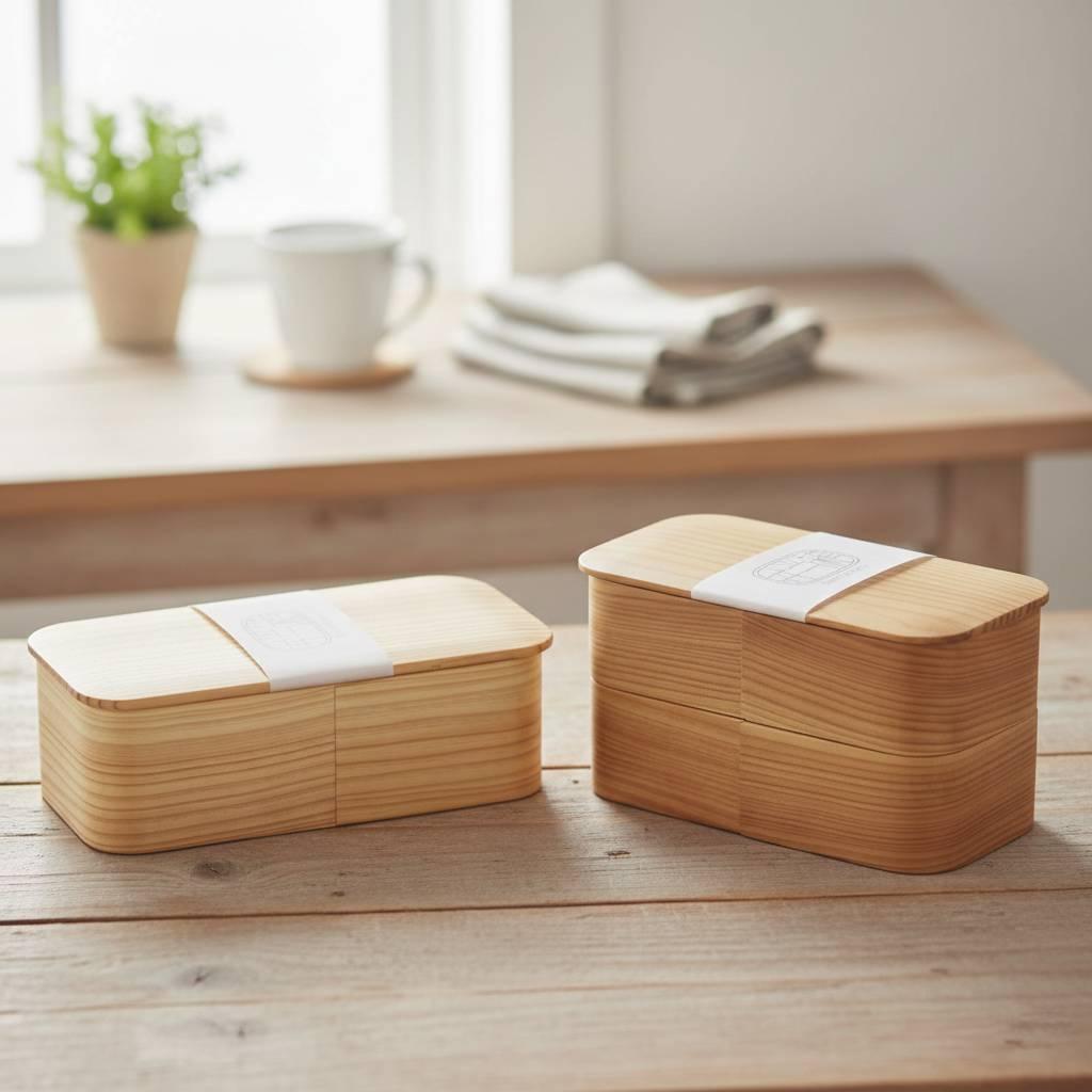 Cedar Lunch Box Handmade Long Rectangular One-Tier Bento Box 640ml
