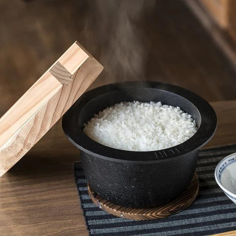 Ikenaga Cast Iron Small Rice Cooker With Wooden Lid IH Compatible ...