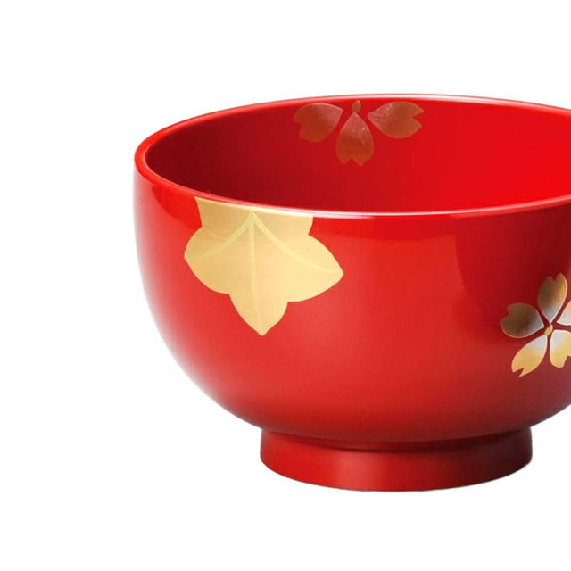 Isuke Japanese Lacquered Soup Bowls Cherry Blossom Design (Set of 2)