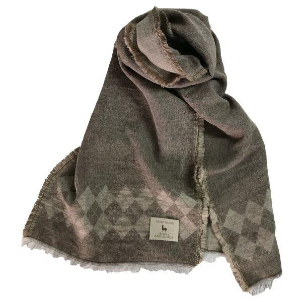 Jogan Baby Alpaca Wool Brown Double Layer Scarf Winter Wrap 38×180cm
