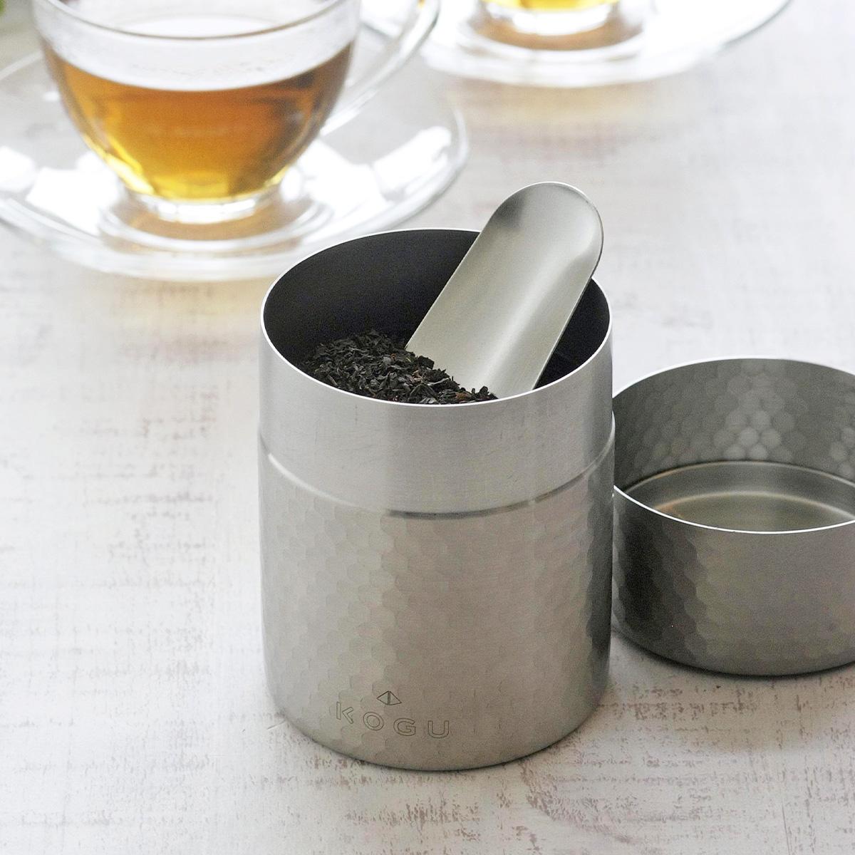 Kogu Stainless Steel Tea Caddy Stylish Tea Ceremony Canister 10.8cm