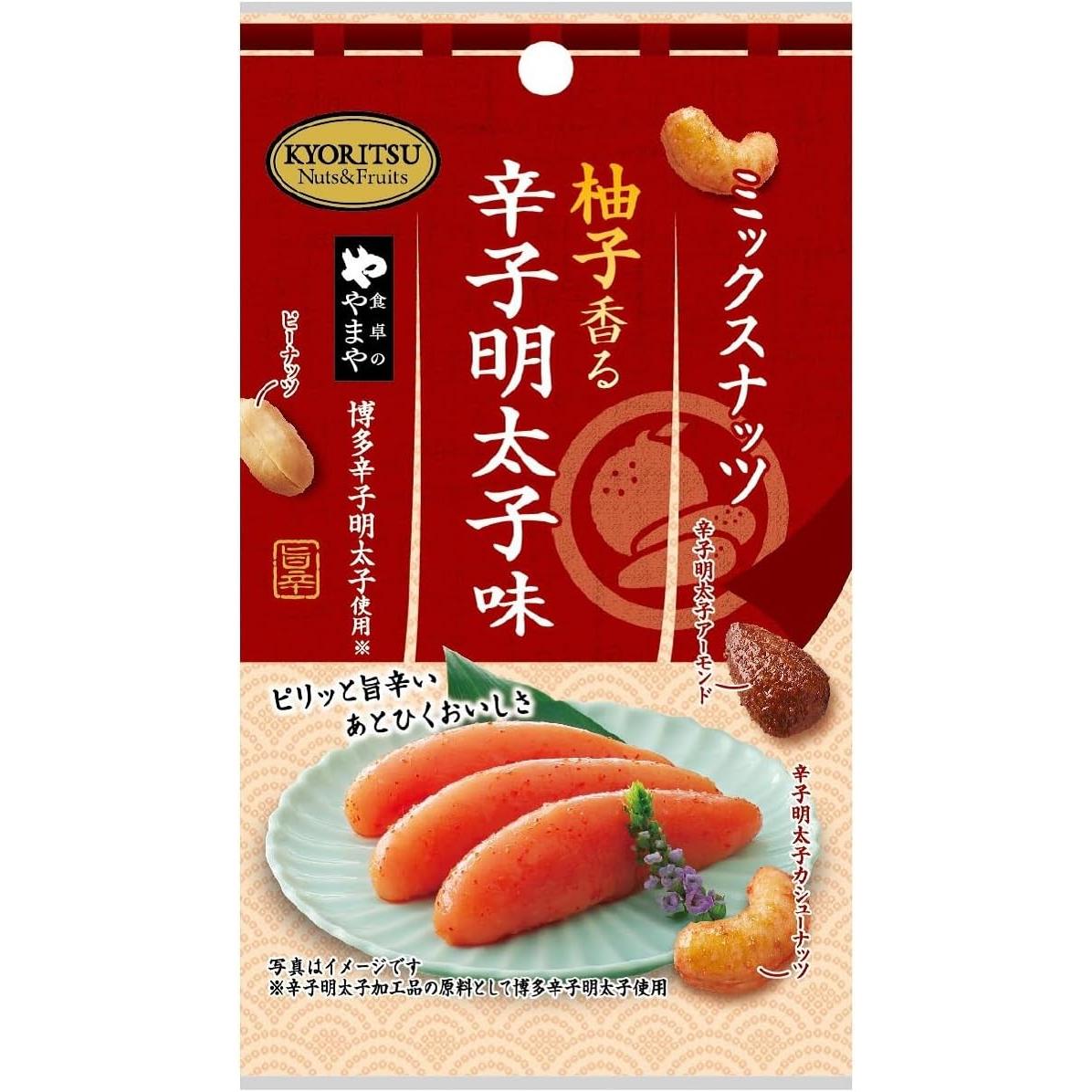 Kyoritsu Mixed Nuts Spicy Mentaiko Cod Roe & Yuzu Flavor 25g (Pack of