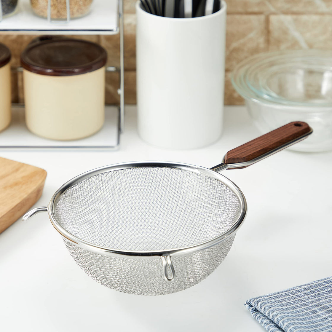 Wooden Handle Double Mesh Two-Layer Fine Strainer