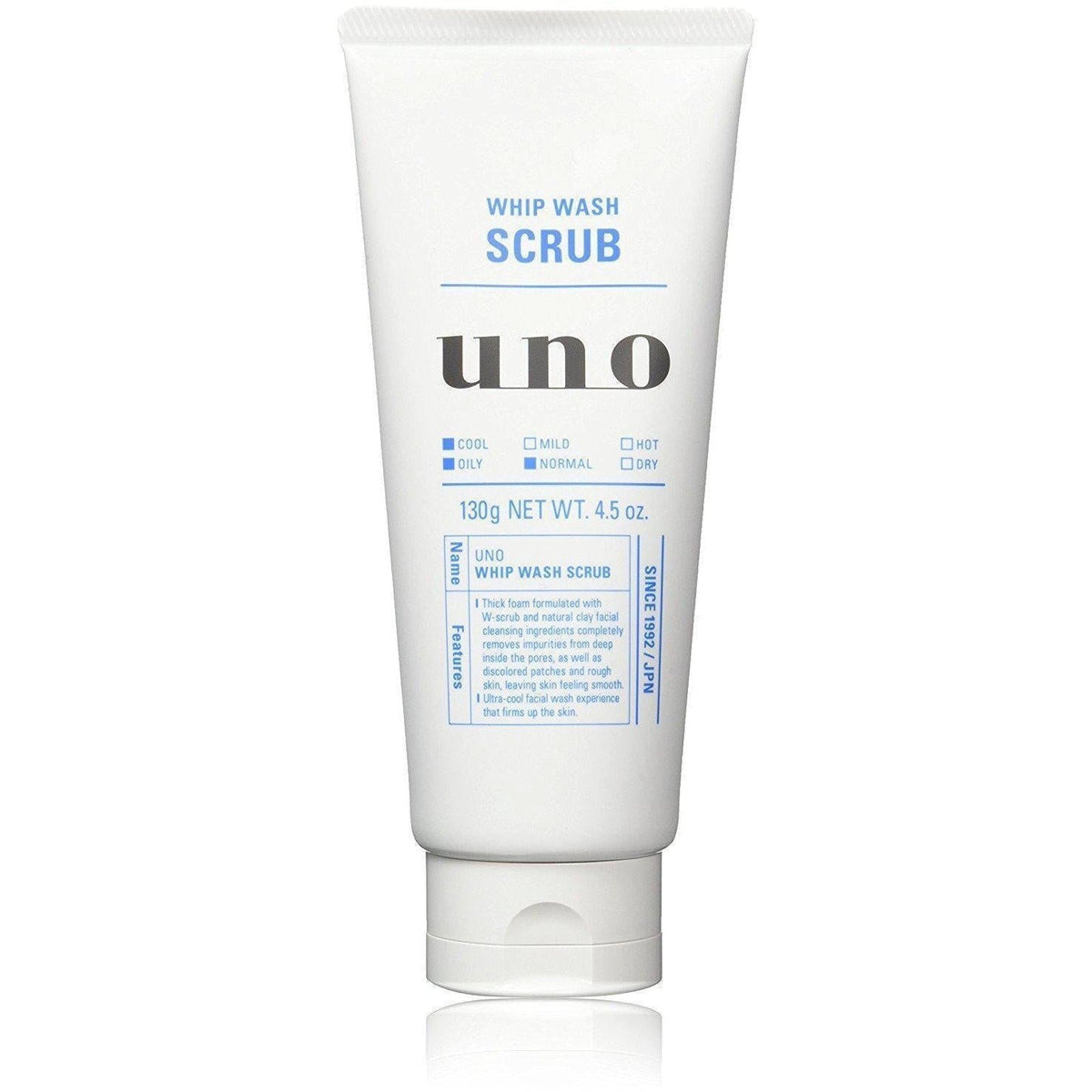 Shiseido Uno Whip Wash Scrub Cooling Firming Men Facial Wash 130g
