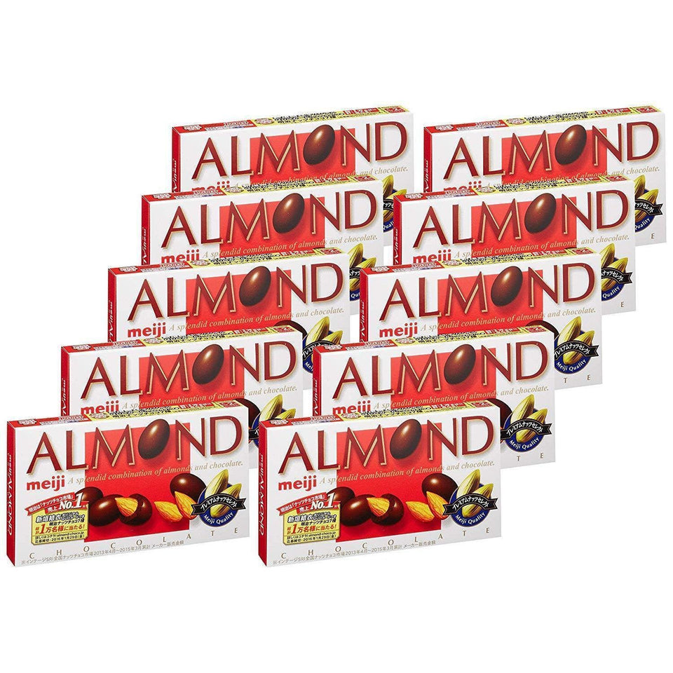 Meiji Almond Chocolate Snack Roasted Almond Milk Chocolate (Pack of 10