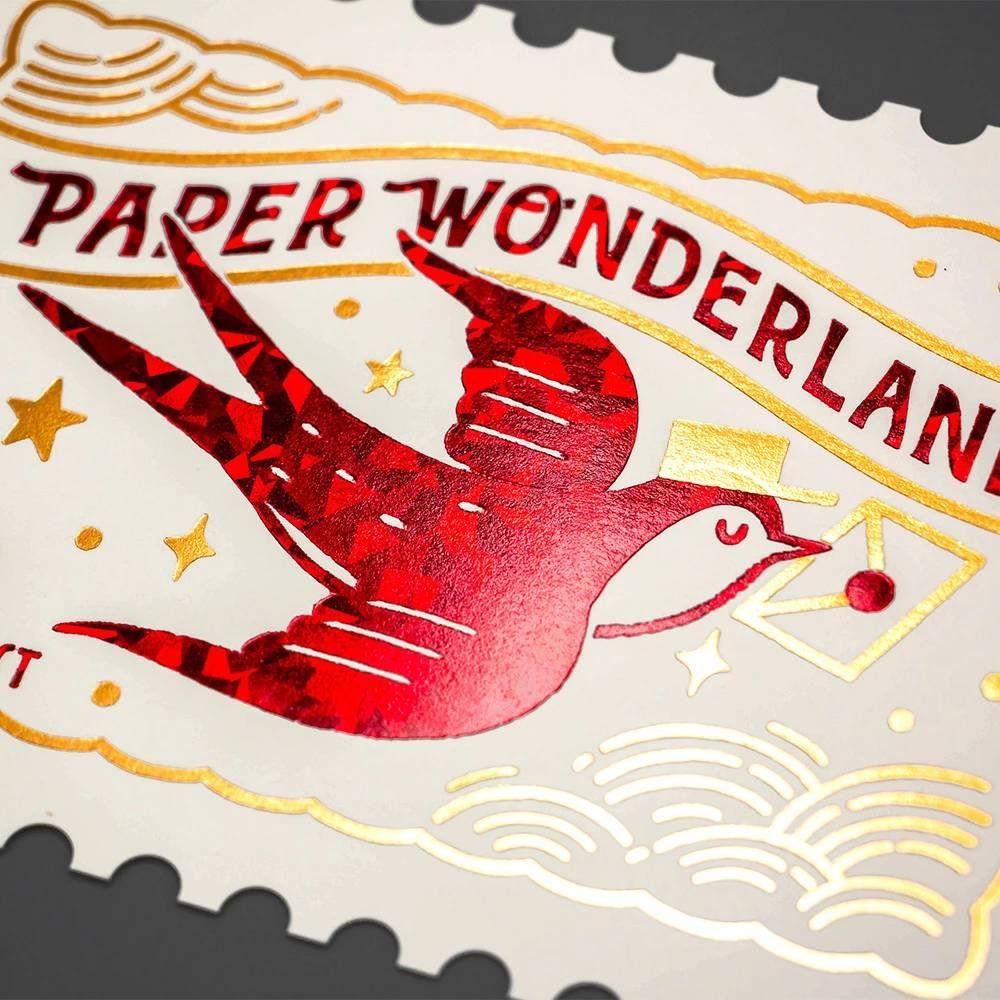 Retro Postage Stamp Shaped Postcard Foil Swallow Bird Design – Japanese ...