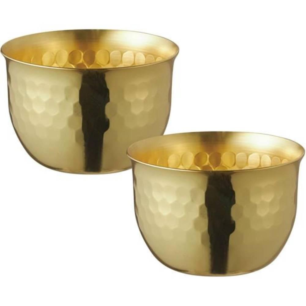 Tanabe Hand Hammered 24K Gold Plated Copper Sake Cup Pair 90ml