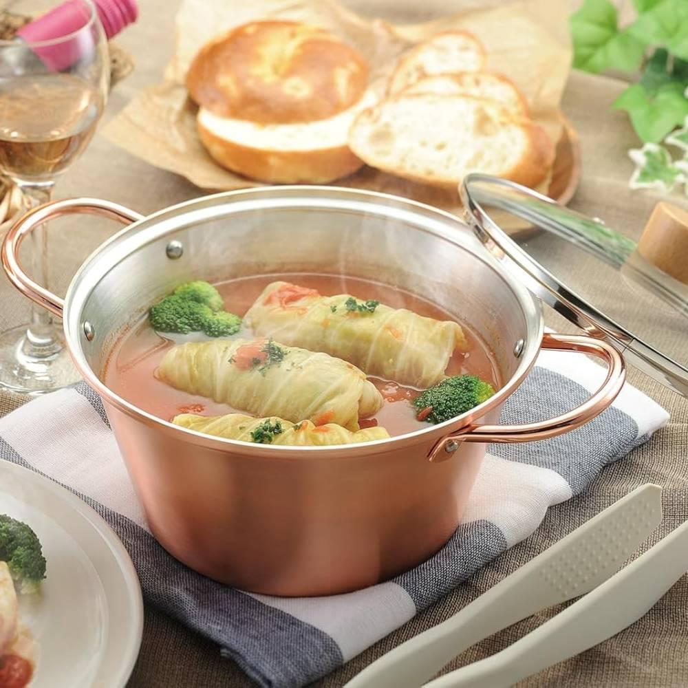 Tanabe High Conductivity Copper Stew Pot With Handle & Lid 15cm