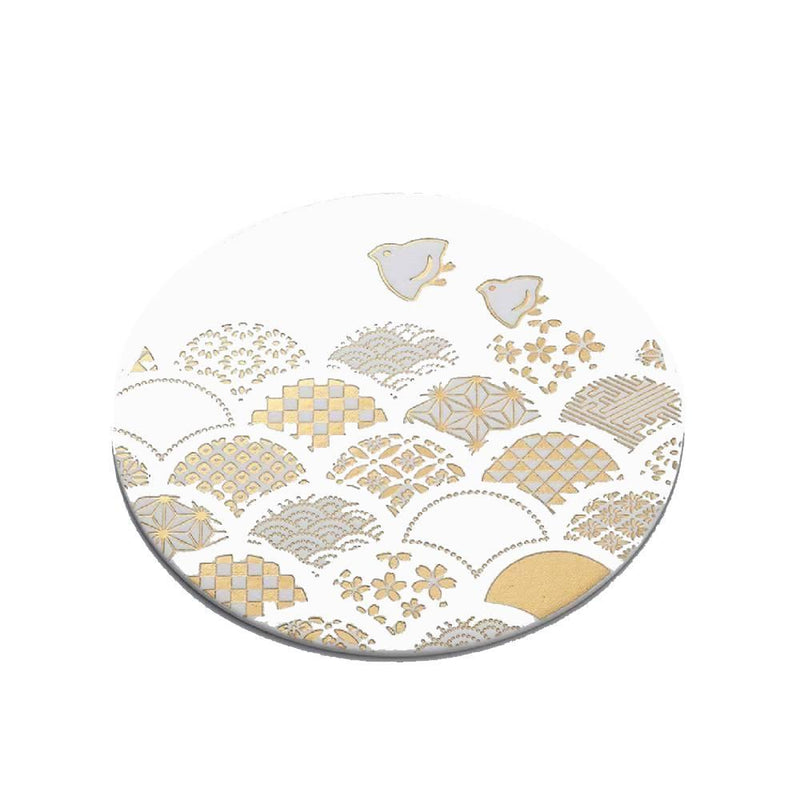 Thick Paper Coasters Elegant Gold Foil Seigaha Wave Pattern 3 ct ...