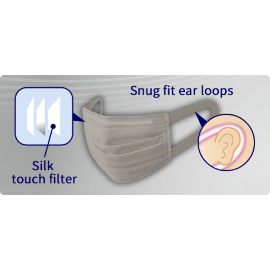 Unicharm Super Comfortable Pleated Face Mask Light Gray 7 Masks