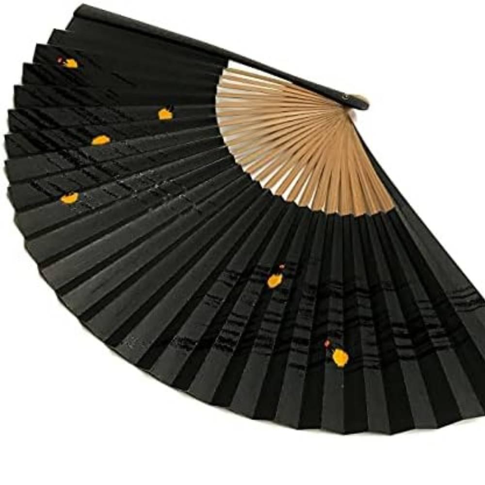 Yamani Firefly Design Black Sensu Handheld Folding Fan 22.5cm
