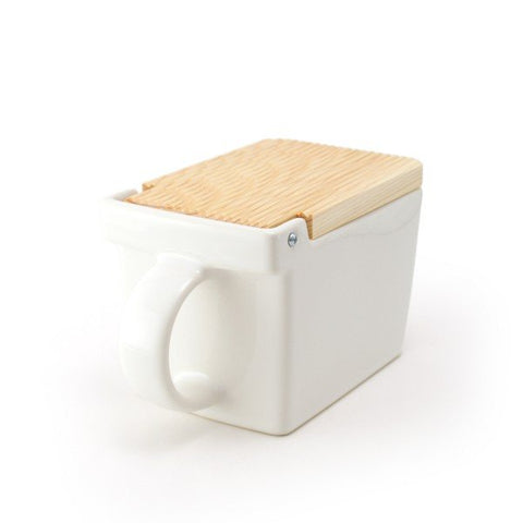 Zero Japan Salt Box Ceramic Kitchen Container White 420ml